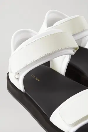 THE ROW Hook And Loop Leather And Stretch Sandals - White