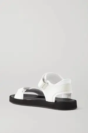 THE ROW Hook And Loop Leather And Stretch Sandals - White