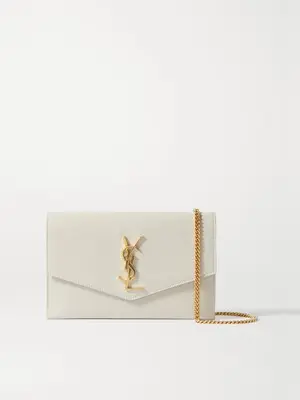 Saint Laurent SAINT LAURENT Uptown Textured-Leather Shoulder Bag Off-white