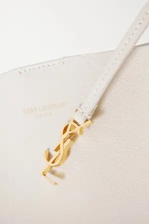 Saint Laurent East/west Large Textured-leather Tote Off-white