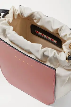 Marni Gusset Mini Patent-leather And Shell Shoulder Bag