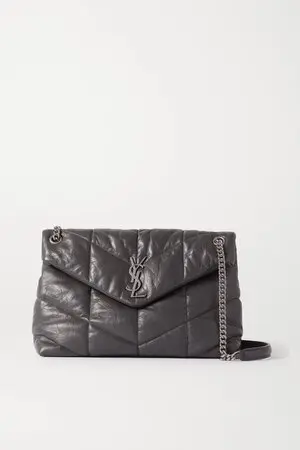 Saint Laurent Loulou Quilted Leather Shoulder Bag - Gray