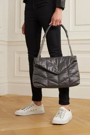 Saint Laurent Loulou Quilted Leather Shoulder Bag - Gray