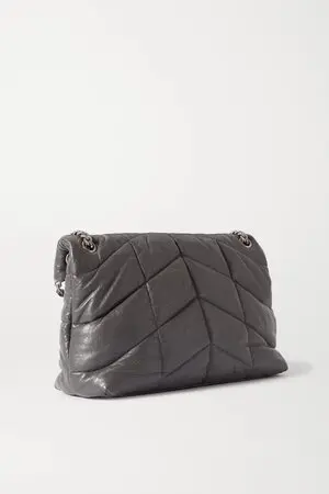 Saint Laurent Loulou Quilted Leather Shoulder Bag - Gray