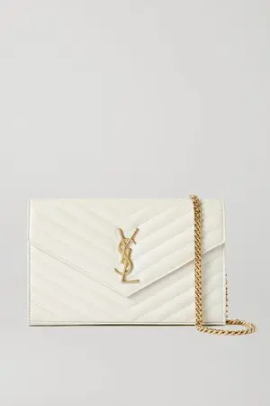 Saint Laurent Cassandre Chain Wallet - Cream