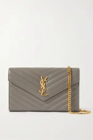 Saint Laurent Cassandre Chain Wallet Gray