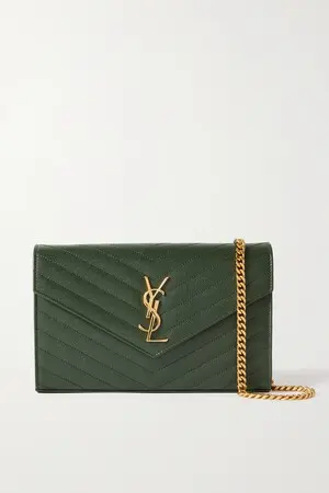Saint Laurent Cassandre Chain Wallet Green
