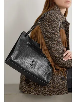 Saint Laurent Niki Medium Croc-effect Leather Tote