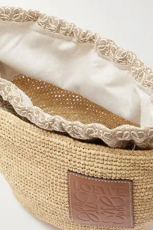 Loewe Paula's Ibiza Pochette Leather-trimmed Woven Raffia Shoulder Bag