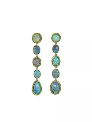 KATHERINE JETTER KATHERINE JETTER 18kt Yellow Gold Opal And Tsavorite Drop Earrings