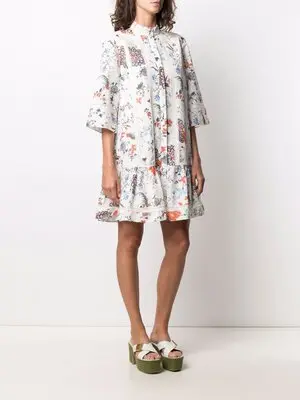 Erdem Floral-print Drop-waist Shirt Dress