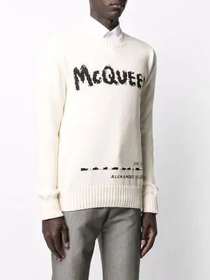 Alexander McQueen Intarsia-knit Jumper - Neutrals