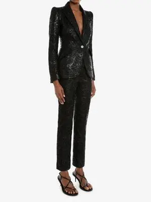 Alexander McQueen Lacquered Lace Jacket - Black