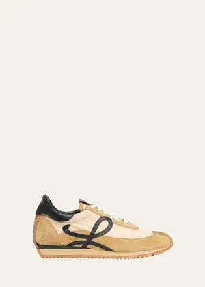 Loewe Men's Flow Suede & Leather Runner Sneakers Gold/black
