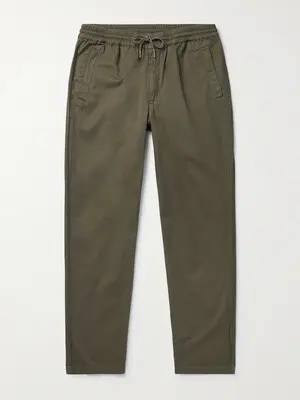 Folk Tapered Cotton-twill Trousers - Green