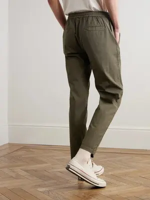 Folk Tapered Cotton-twill Trousers - Green