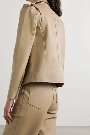 DEADWOOD Net Sustain River Leather Biker Jacket - Neutrals
