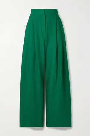 THREE GRACES LONDON Molly Pleated Linen Wide-leg Pants