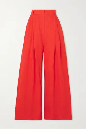 THREE GRACES LONDON Molly Pleated Linen Wide-leg Pants
