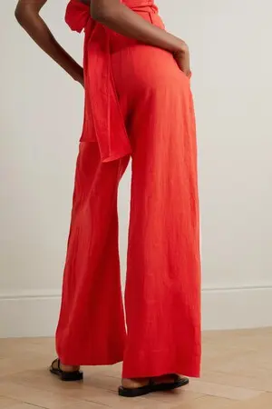 THREE GRACES LONDON Molly Pleated Linen Wide-leg Pants