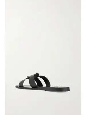 ANCIENT GREEK SANDALS Desmos Cutout Leather Slides - Black