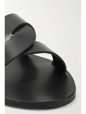 ANCIENT GREEK SANDALS Desmos Cutout Leather Slides - Black