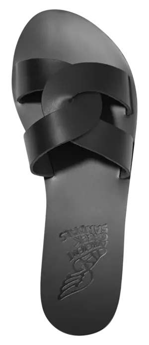 ANCIENT GREEK SANDALS Desmos Cutout Leather Slides - Black