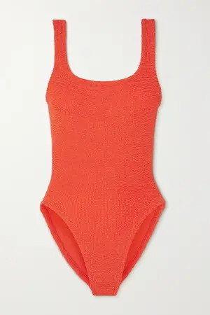 Hunza G Square Neck Crinkle One-Piece Swimsuit Orange