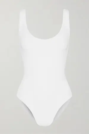 Hunza G Square Neck Seersucker One Piece Swimsuit - White