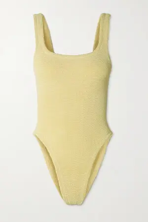 Hunza G Square Neck Crinkle One-Piece Swimsuit Yellow
