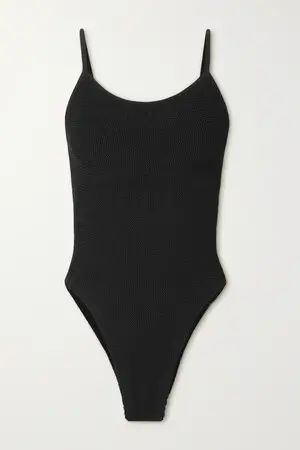 Hunza G + Net Sustain Pamela Seersucker Swimsuit Black