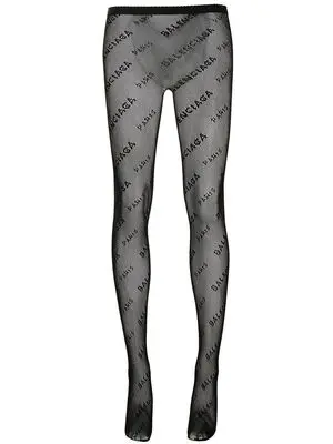 Balenciaga Sheer Logo Fishnet Tights