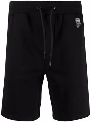Karl Lagerfeld Logo-tape Drawstring Track Shorts - Black