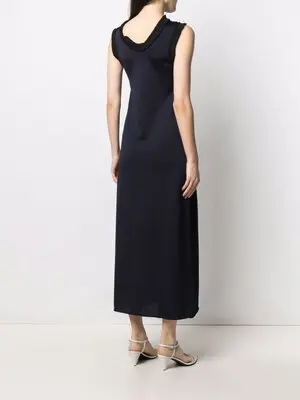 Jil Sander Mock-Neck Knit Dress In Blue - 50% Off | Editorialist