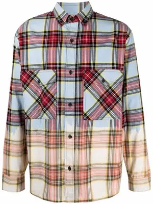 COUNTY OF MILAN Dyed-effect Check Shirt - Red