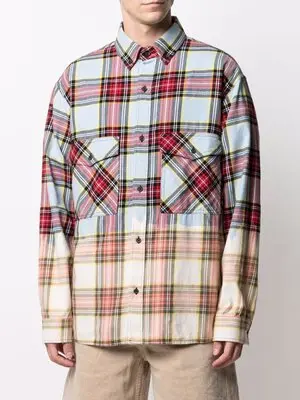 COUNTY OF MILAN Dyed-effect Check Shirt - Red