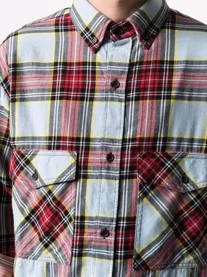 COUNTY OF MILAN Dyed-effect Check Shirt - Red