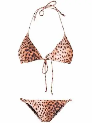 REINA OLGA Scrunchie Cheetah Triangle Bikini
