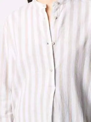 Woolrich Striped Cotton-linen Blend Shirt - Neutrals