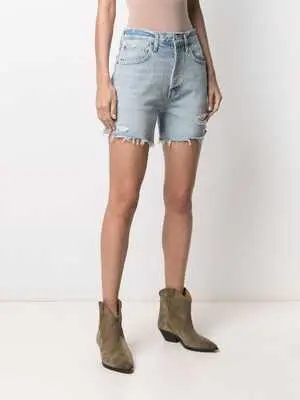 AGOLDE Distressed Denim Shorts - Blue