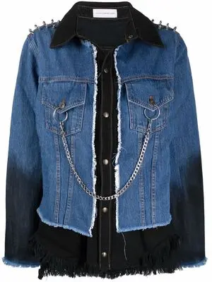 Faith Connexion Chain-embellished Panelled Denim Jacket