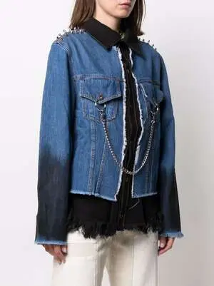 Faith Connexion Chain-embellished Panelled Denim Jacket