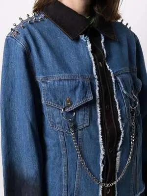 Faith Connexion Chain-embellished Panelled Denim Jacket