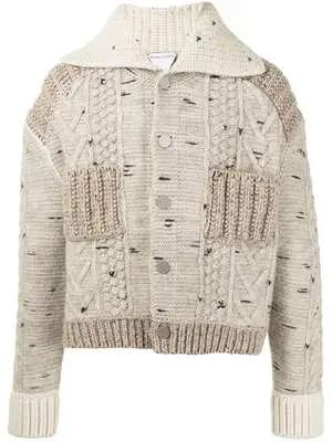 Bottega Veneta Patchwork Shetland Tweed Cardigan