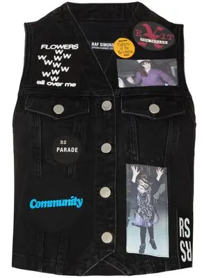 RAF SIMONS デニム ジレ gilet 2023ss ビックシルエット Raf Simons Teenage Dream Denim Gilet - Black | Editorialist