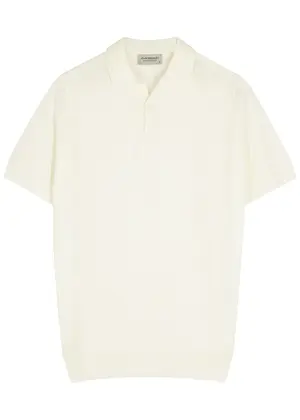 John Smedley Payton Off-white Merino Wool Polo Shirt