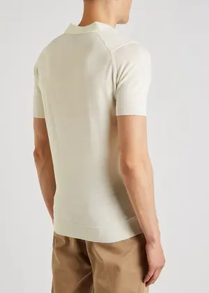 John Smedley Payton Off-white Merino Wool Polo Shirt