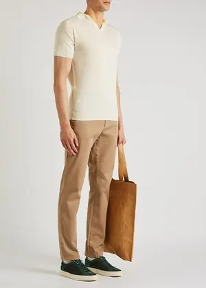 John Smedley Payton Off-white Merino Wool Polo Shirt