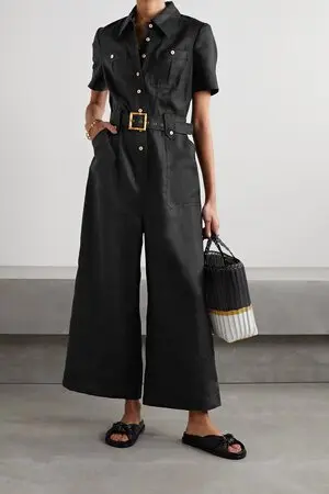 Zimmermann Poppy Belted Linen Jumpsuit