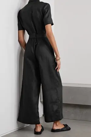 Zimmermann Poppy Belted Linen Jumpsuit